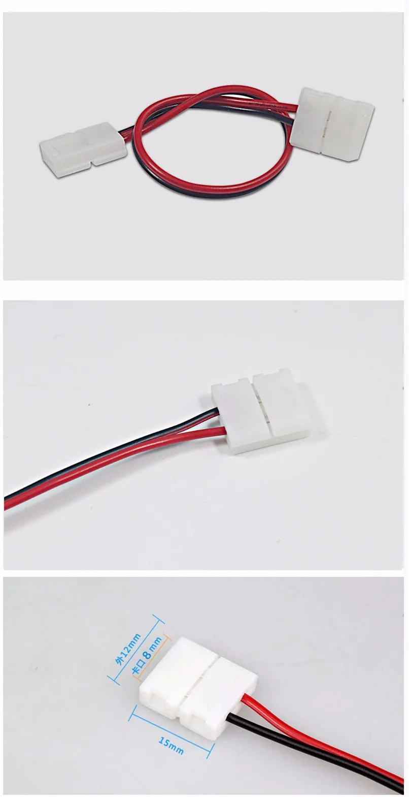 2 Pin Wire Connectors Types 12v Single Color Led Strip Light Connector ...
