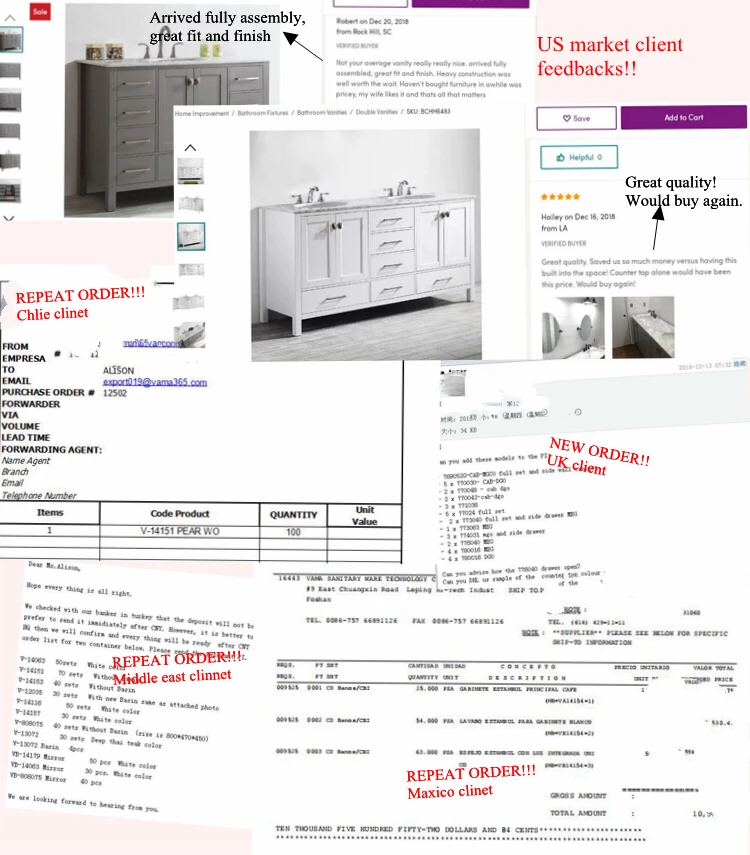 VAMA Custom Double Sink Vanity with Wood Veneer Drawers