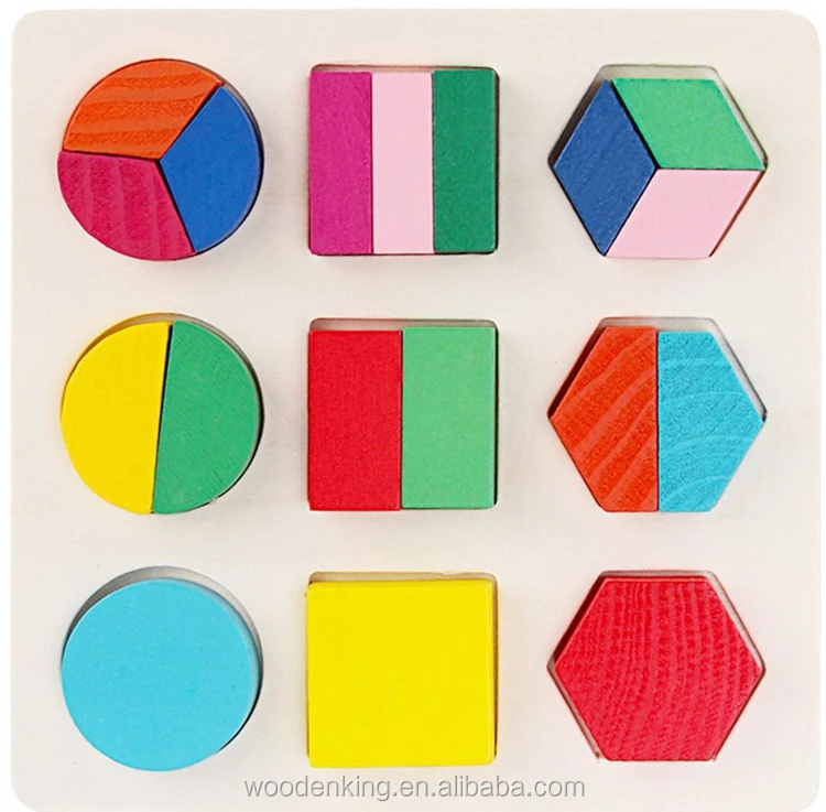 Geometry Jigsaw Puzzle Color Shapes Educational Children's Puzzle Wood ...