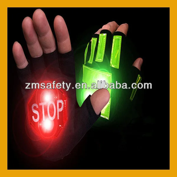 Hi Viz Reflective Gloves With Stop Sign Traffic Police Gloves - Buy ...