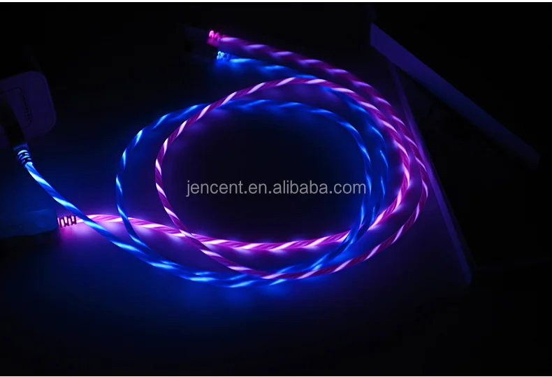 1m 3feet Type-c Type c Flowing Light up LED Fast Charging Charger Light ...
