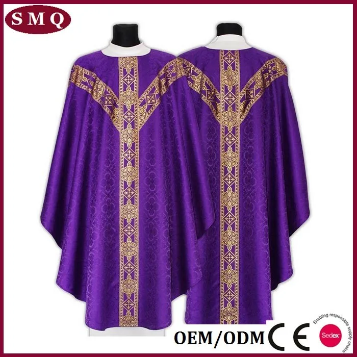 Holy Purple Catholic Church Priests Chasuble Fish Embroidered Vestments ...