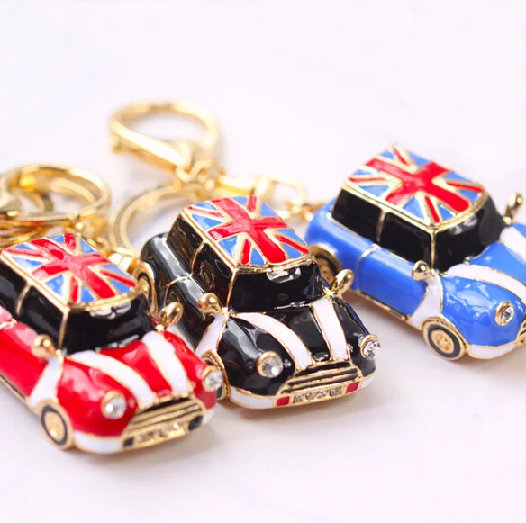 New Advanced Cute Creative Union Jack Mini Model Car Key Ring Fashion ...