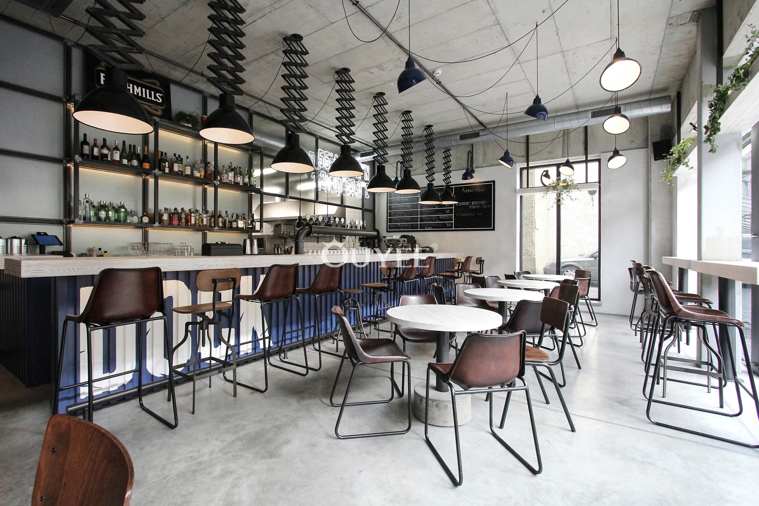 Modern Coffee Shop Interior Design with LED Counter Display