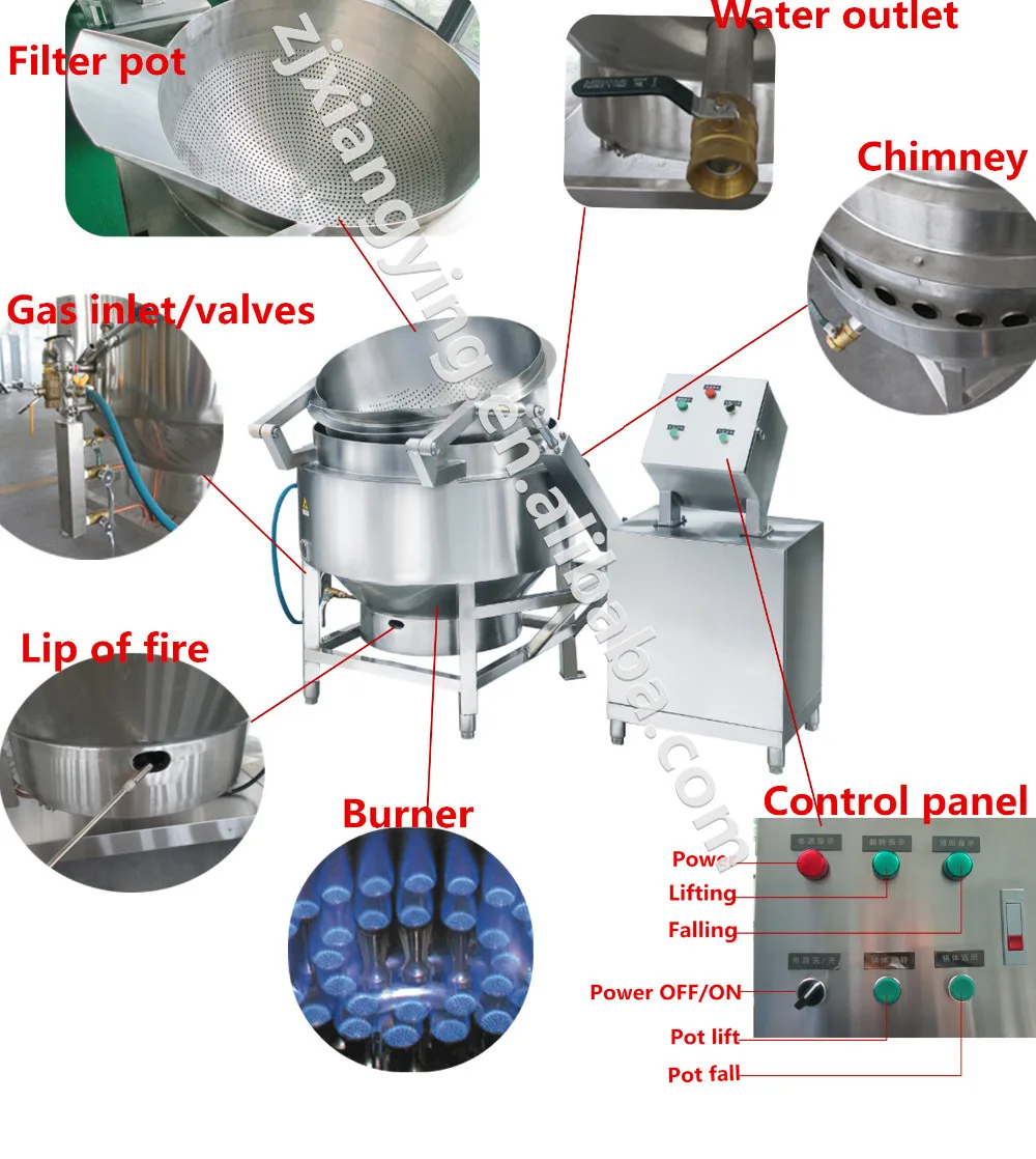 Xypgr-200 Commercial Gas Cooking Blanching Pot Soup Vessel Boiling Tank ...