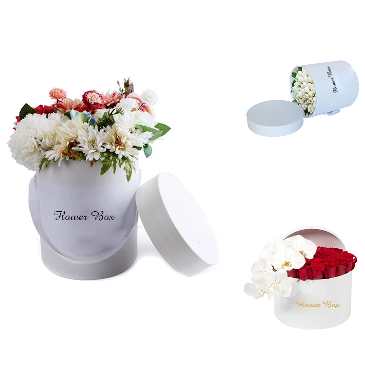 Waterproof Recyclable Round Cardboard Flower Boxes Luxury Round Hat Box ...