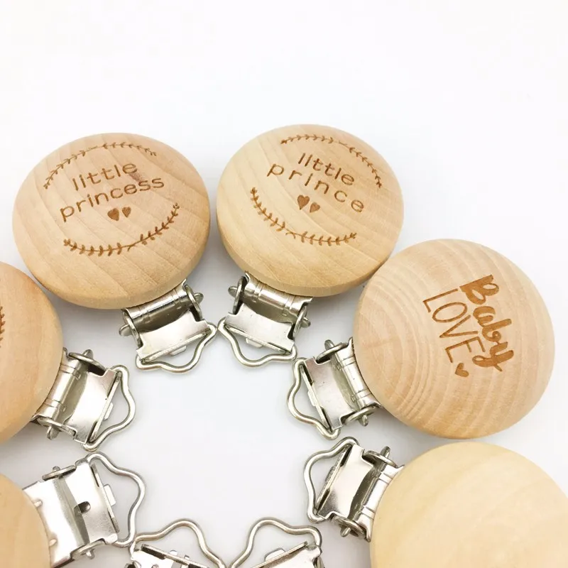 Wooden Round Engrave Custom Logo Diy Accessory Charms Baby Wooden Dummy ...