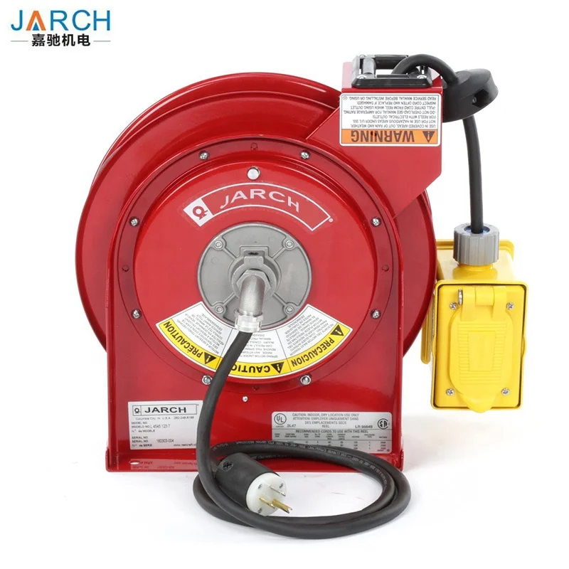 Dual Outlet Cable Reel Retractable Electric Spring Driven Cord Reel For ...