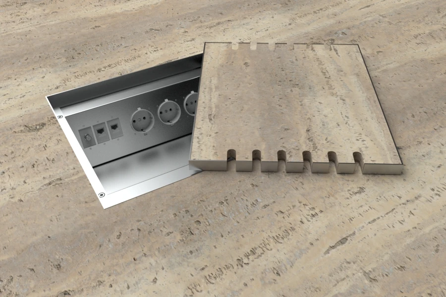 Stainless Steel Invisible Embedded Socket Box With 8 Plug Floor Socket ...