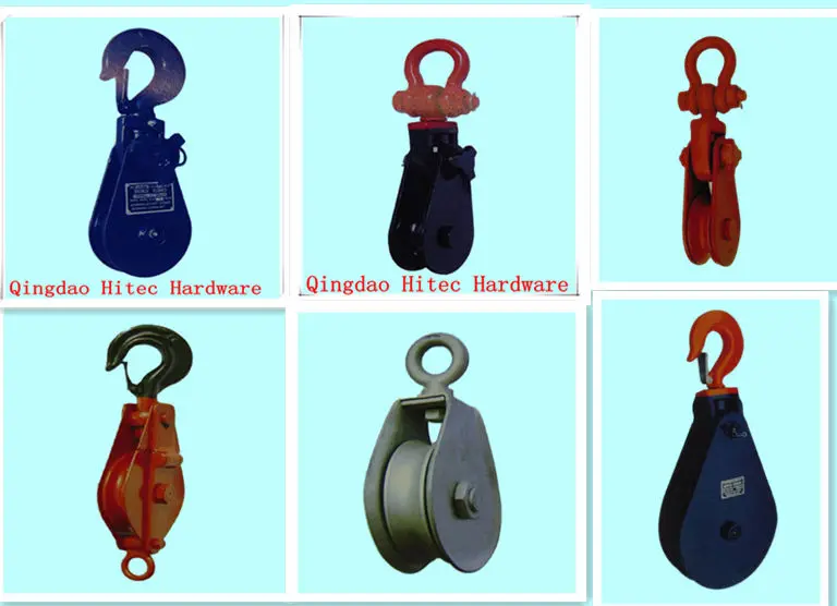 Regular Wood Block Triple Wheel Pulley With Shackle Snatch Block - Buy ...