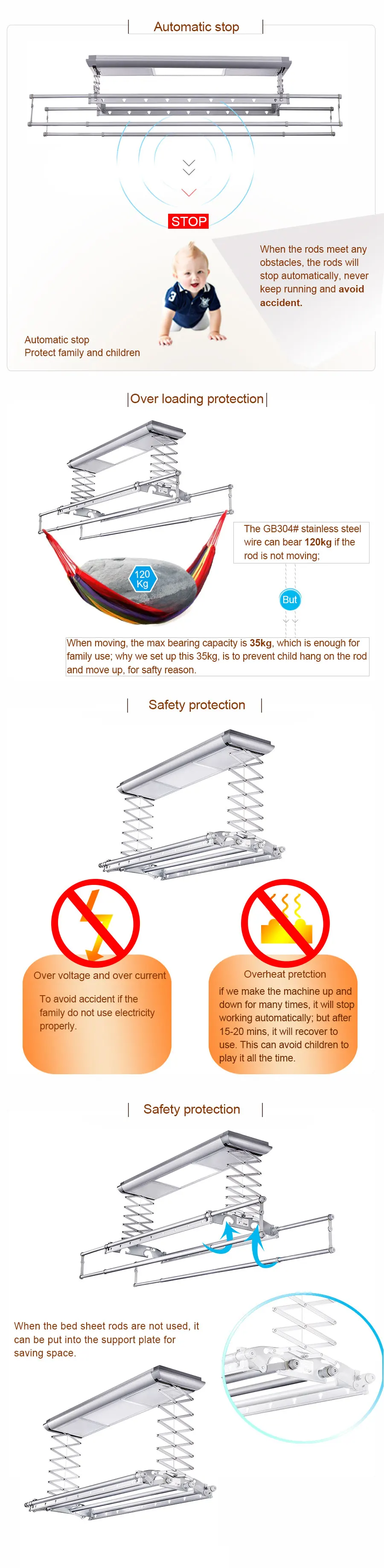 Aluminium Balcony Ceiling-mounted Laundry Bedroom Electric Automatic ...