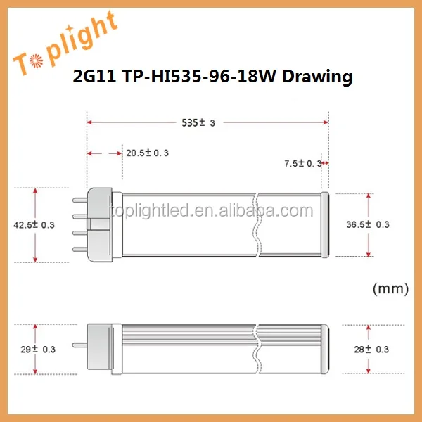 Ultra Bright Dimmable Smd2835 4pin 18w 2g11 Pll Led Tube Light Us ...
