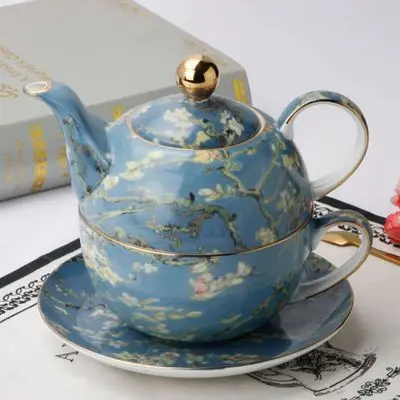 Creative One Person Teapot Saucer Cup Sets Unique Ceramic Gooseneck ...