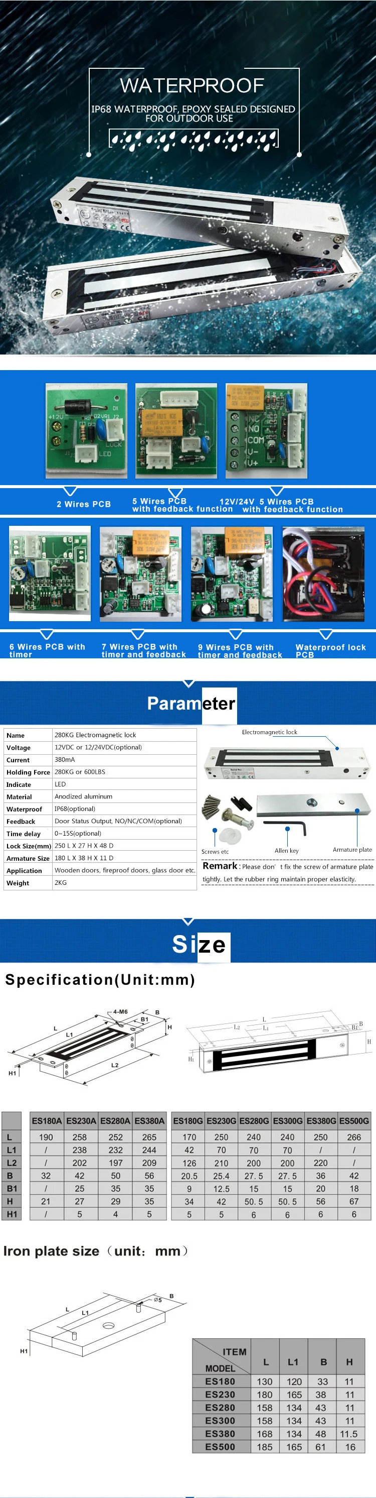 2017 Hot Selling 280kg(600lbs) Magnet Door Lock,Electro Magnetic Lock ...