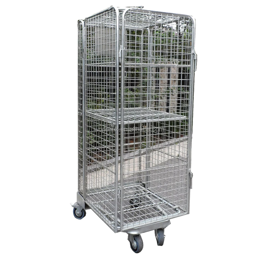 Heavy Duty Steel Foldable 4 Sides Cage Rocket Trolley Roll Cart - Buy ...