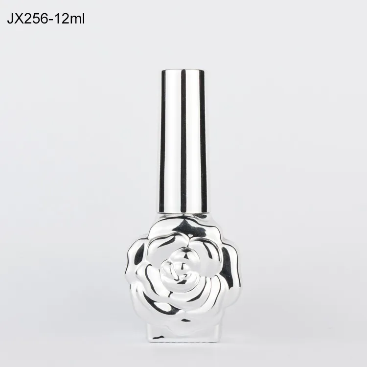 12ml Custom Made UV Silver Rose Shape Gel Nail Polish Bottle