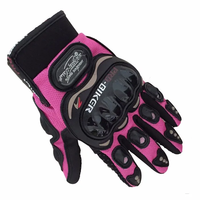 YOUME Pink Pro Biker Motorcycle Gloves - Full Finger Unisex
