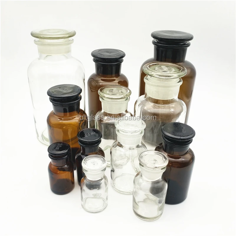 60ml-1000ml Laboratory Glassware Clear Glass Or Amber Glass Wide-mouth ...