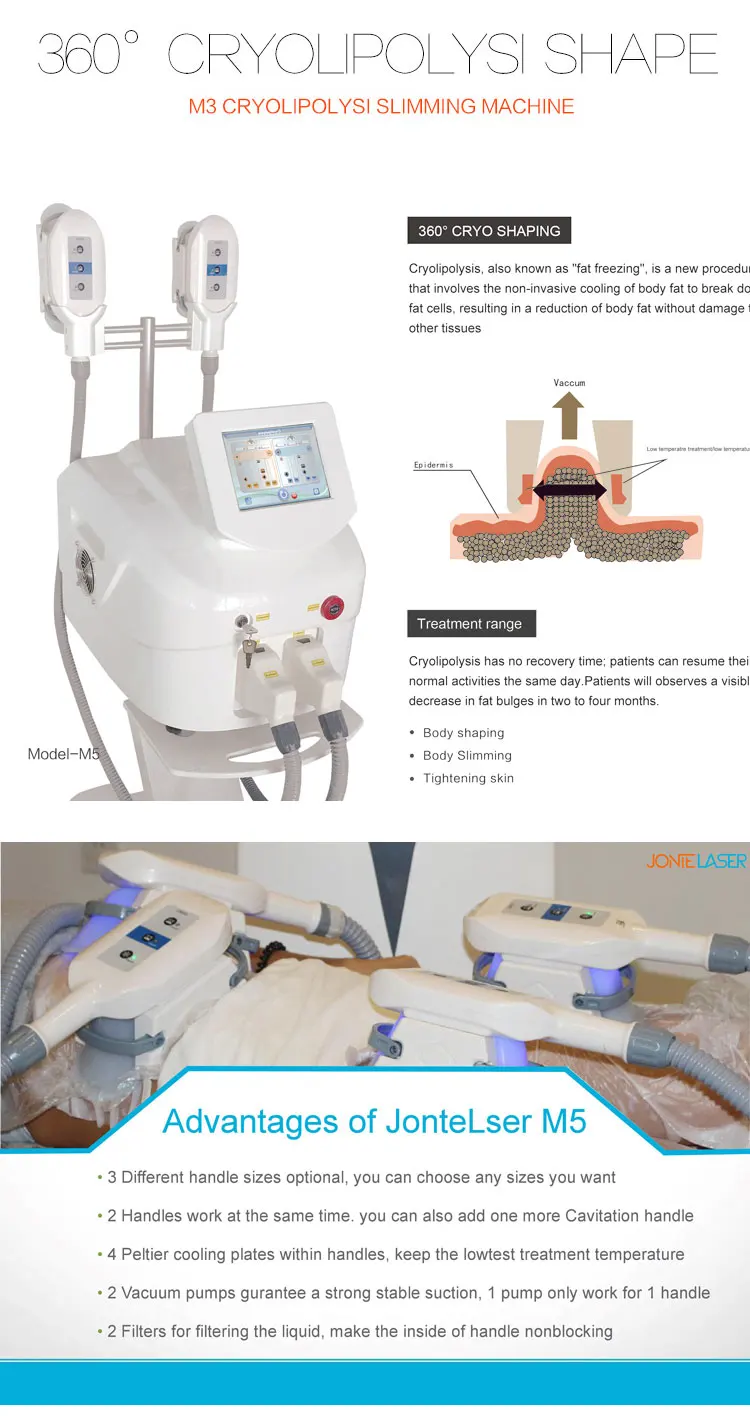 360 Degree Cooling 2handles Cryo Cryolipolysis Machine Fat Freezing ...