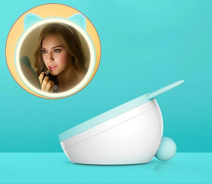 Pink Rabbit Cute Table Compact Cosmetic Mirror With Small Magnifying ...