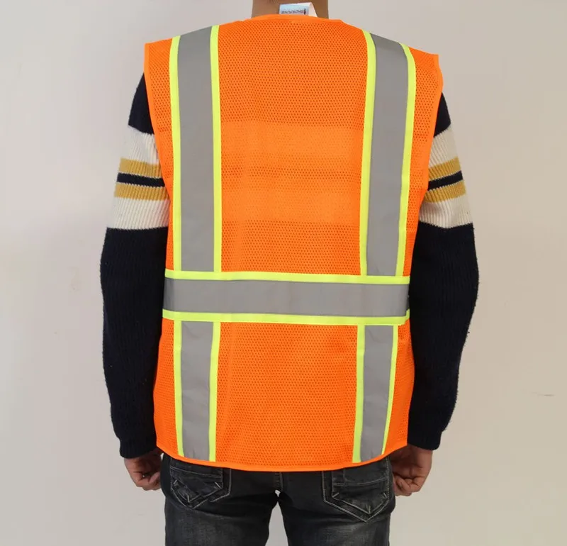 High Visibility Ansi 107 Breathable Mesh Reflective Safety Vest Orange ...