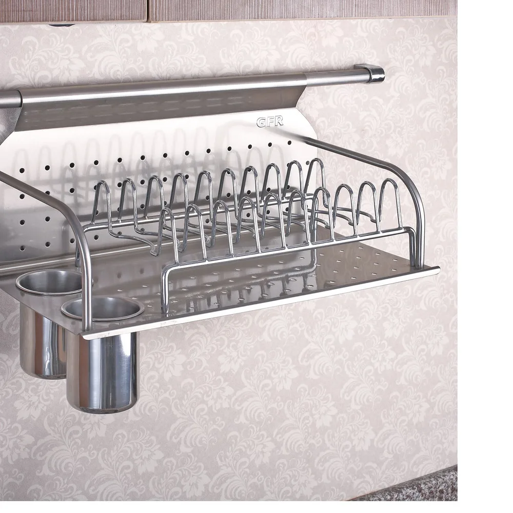 Hot Sale Stainless Steel Kitchen Wall Rack Dish With Two Cup Spice ...