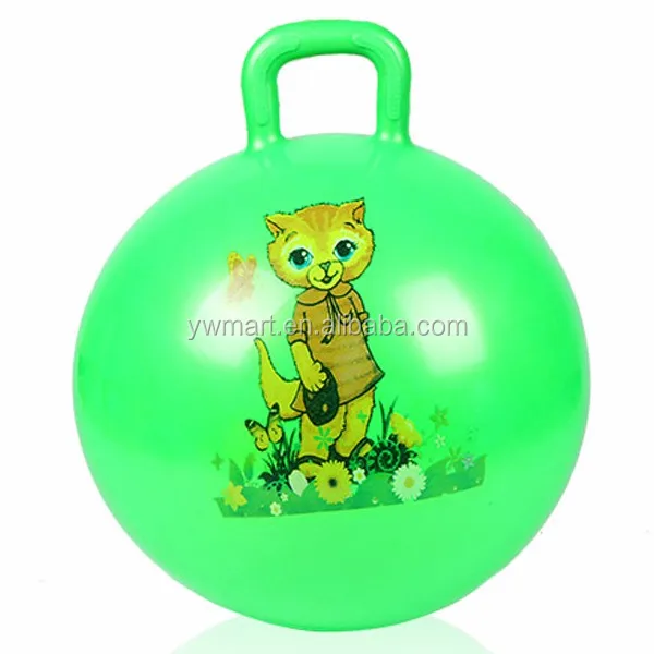 Cartoon Logo Printed Inflatable Bounce Ball With Handle Toys For ...