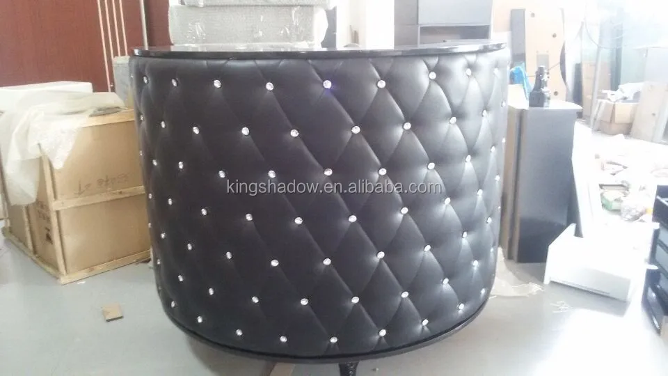 Kingshadow Crystal Leather Reception Desk Modern Hair Salon Curved ...