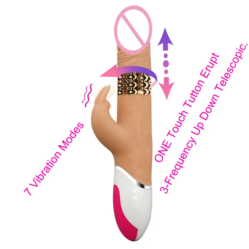 Liquid Silicone Multi Function Telescopic Rabbit Vibrator Oem Penis