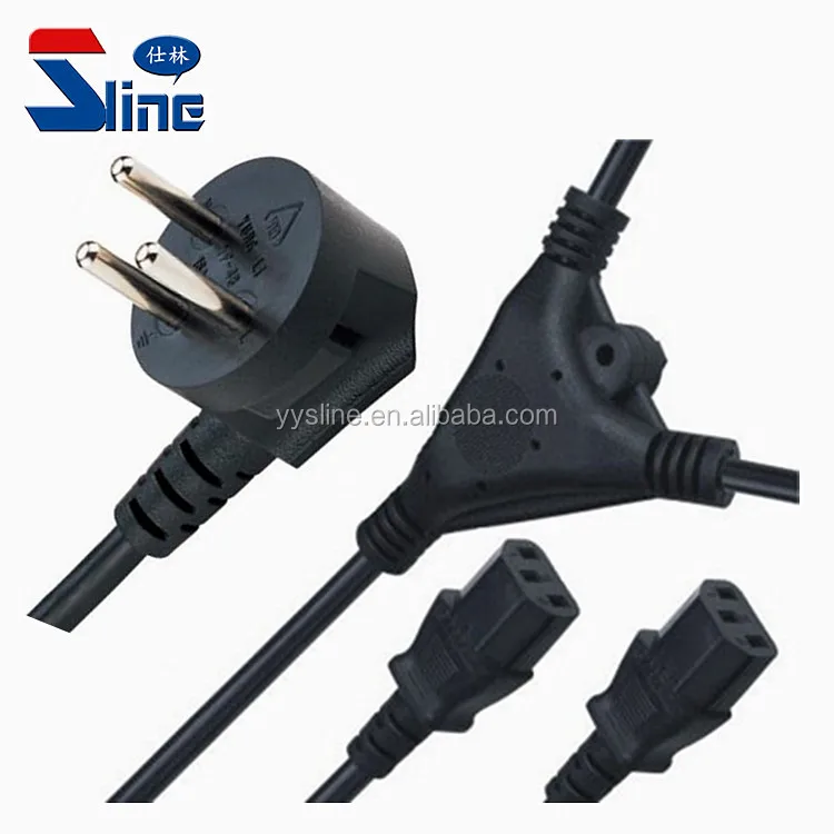 Israel 3 Pin Mains Plug To 2 X Iec C13 Y Splitter Power Cable Leads ...