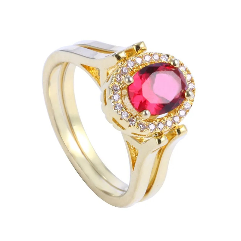 Wholesale Unique Two-sided Stone Jewelry Rings For Women Gold Color ...