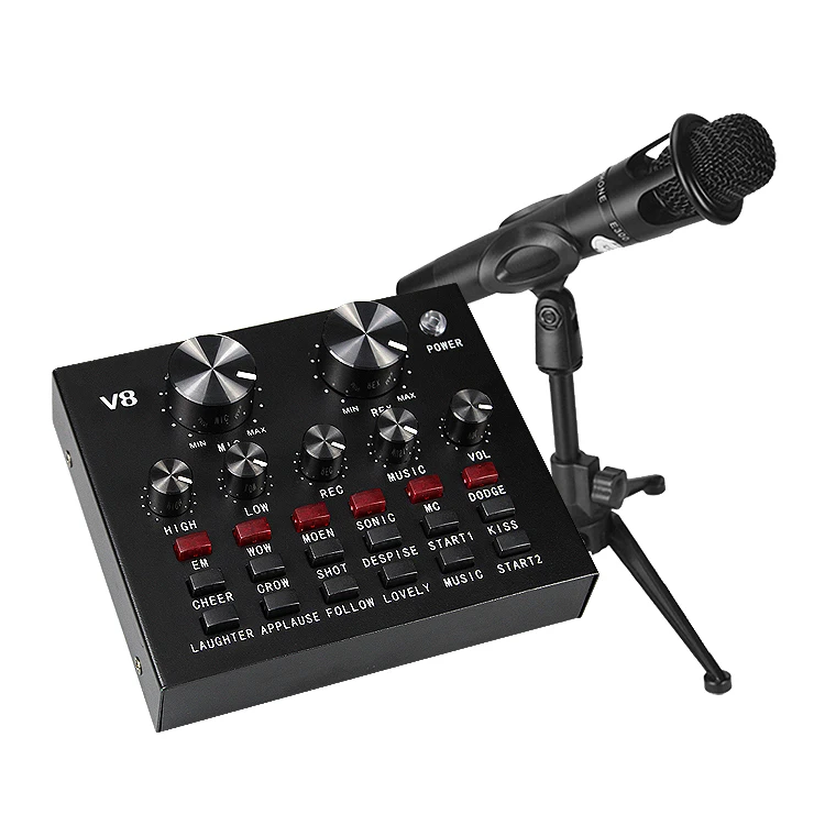 Condenser Microphone V8 Microphone Sound Card Recording Studio ...