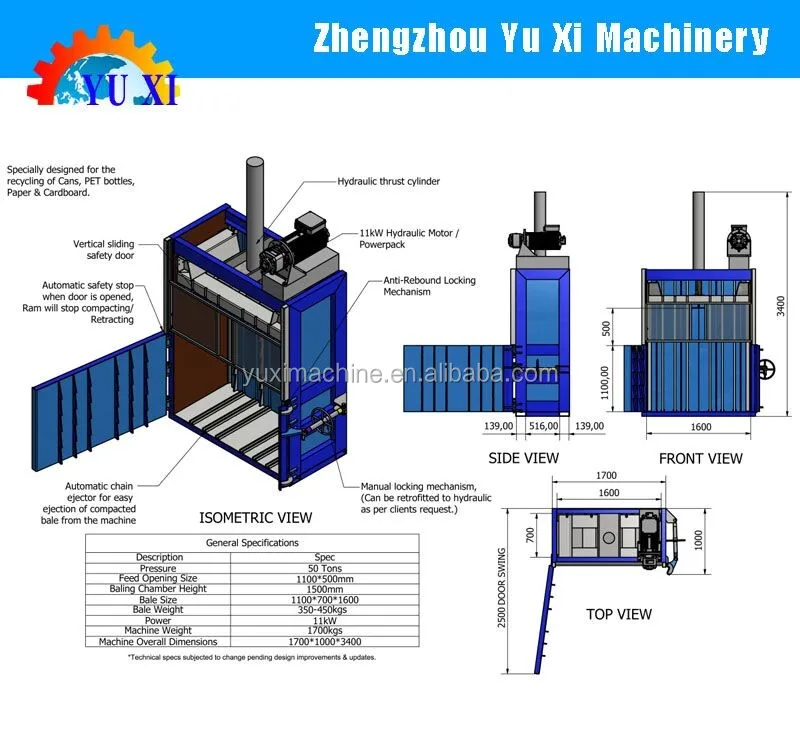 Waste Baling!!! 2018 New Arrival Vertical Hydraulic Baler For Wool ...