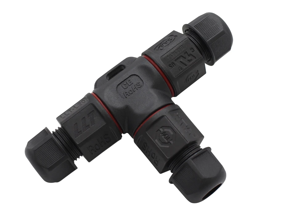 T-shaped 3-Way Waterproof Connector 250V 20A IP67