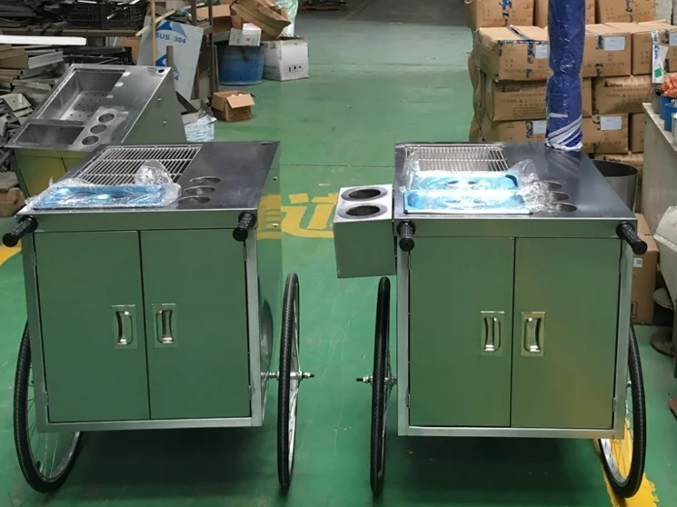 Stainless Steel Hand Push Street Hot Dog Cart/ Snack Food Cart Bn-621 ...