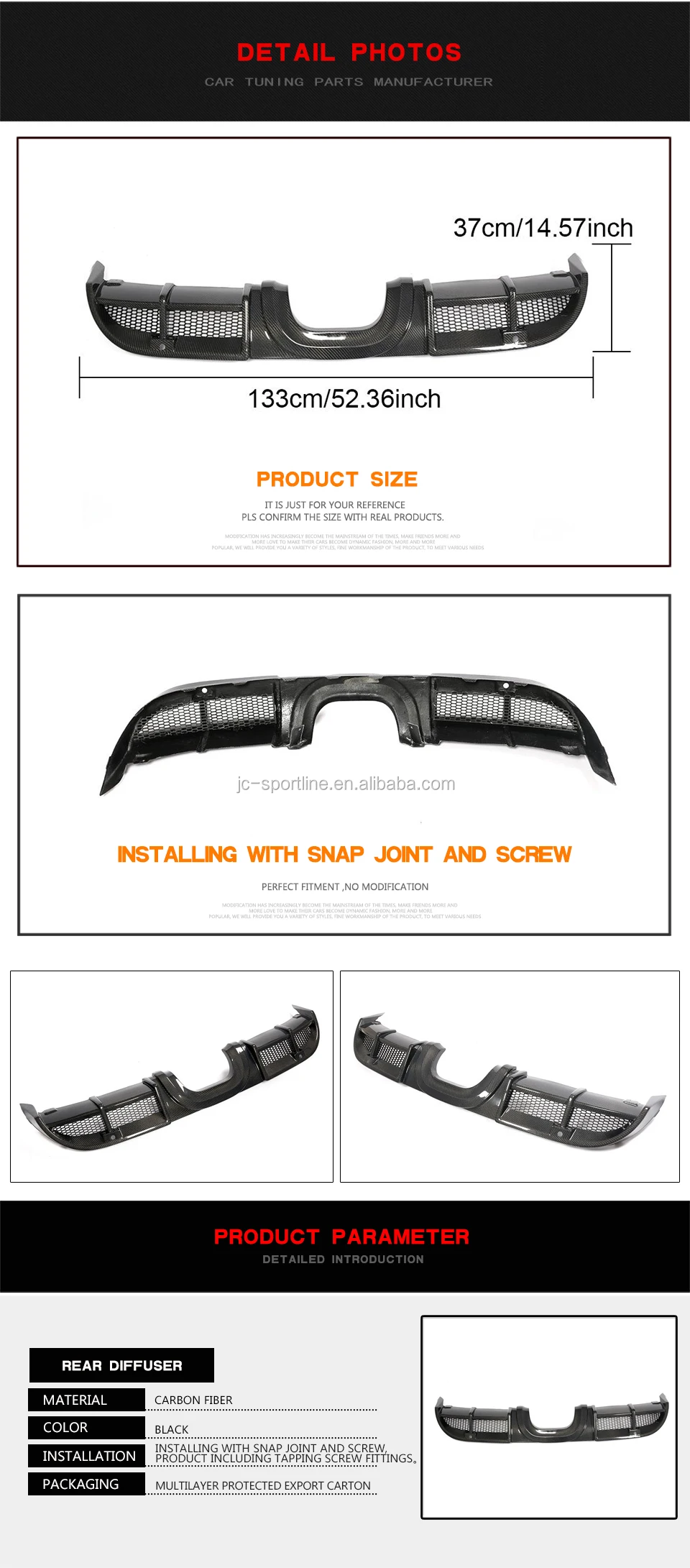 Porsche 718 Boxster Cayman 2016-2018 Rear Diffuser - Carbon Fiber