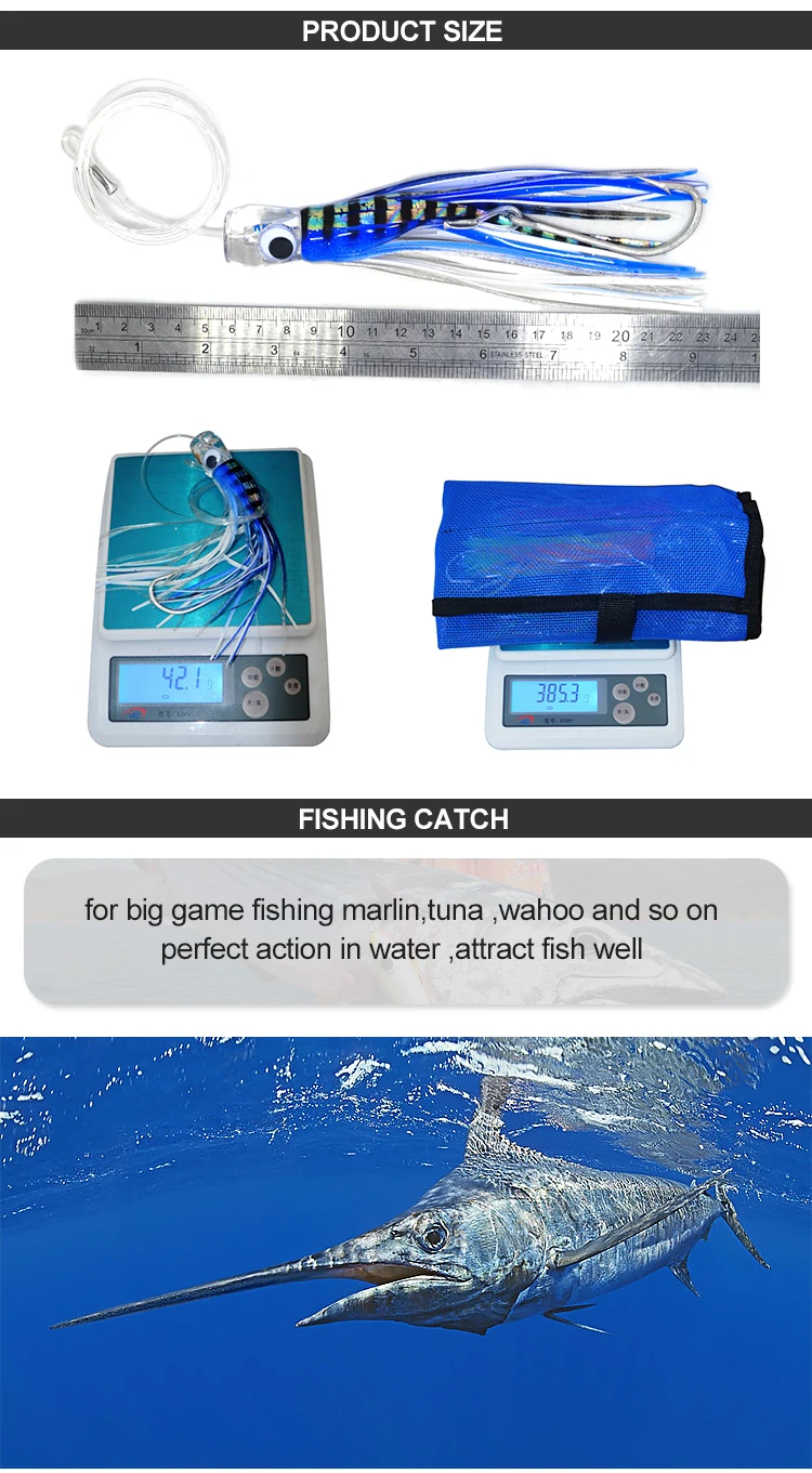 6pcs/set 6.5 Inch Rigged Marlin Tuna Trolling Lures Big Game Octopus ...