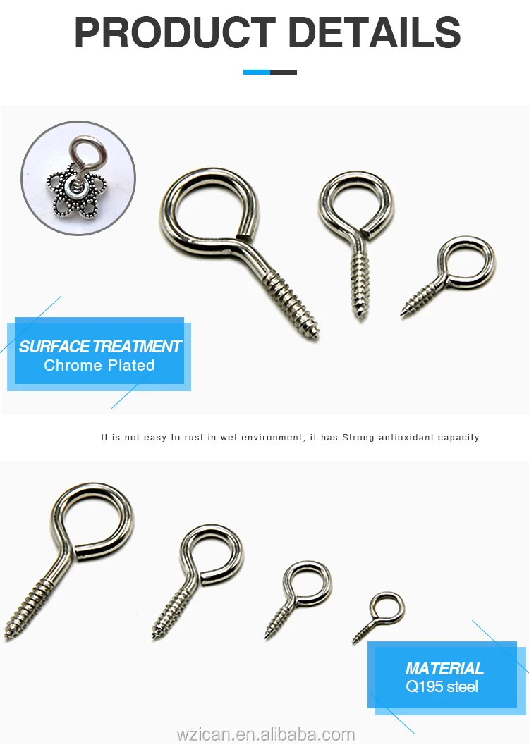 Eye Hook Screw Sizes - Heavy Duty Chrome Plated Options