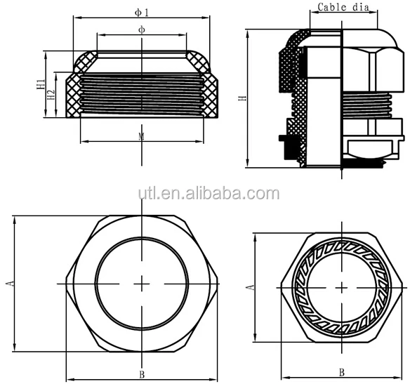 Ip67 Pa66 Wire Cable Glands M12 M16 M20 M25 M32 M36 M40 M50 M63 - Buy ...