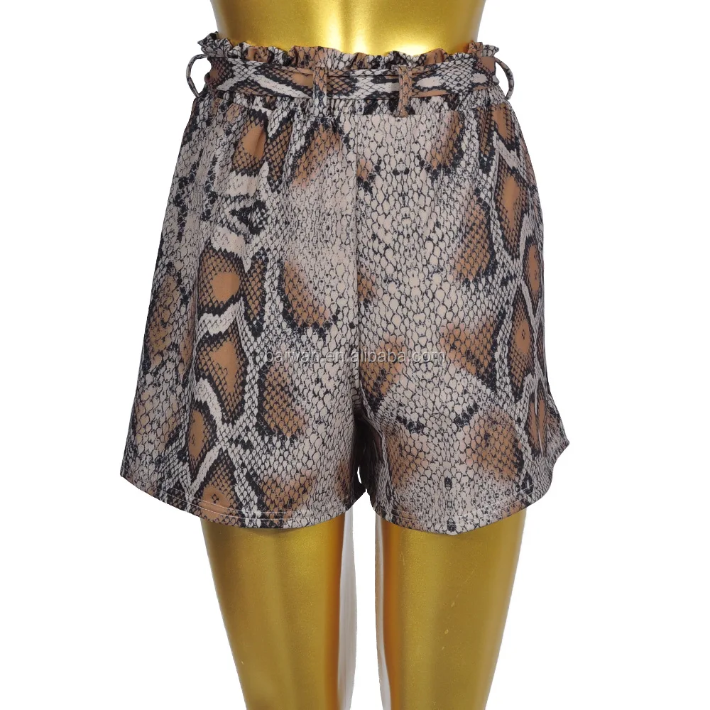 Summer Style Hot Sale Elastic High Waist Snake Print Women Shorts With ...