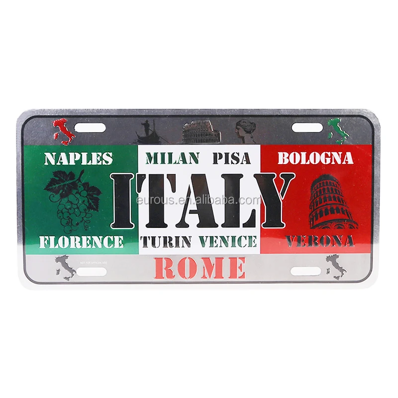 Wholesale Custom Embossed Italy Country Number License Plates| Alibaba.com