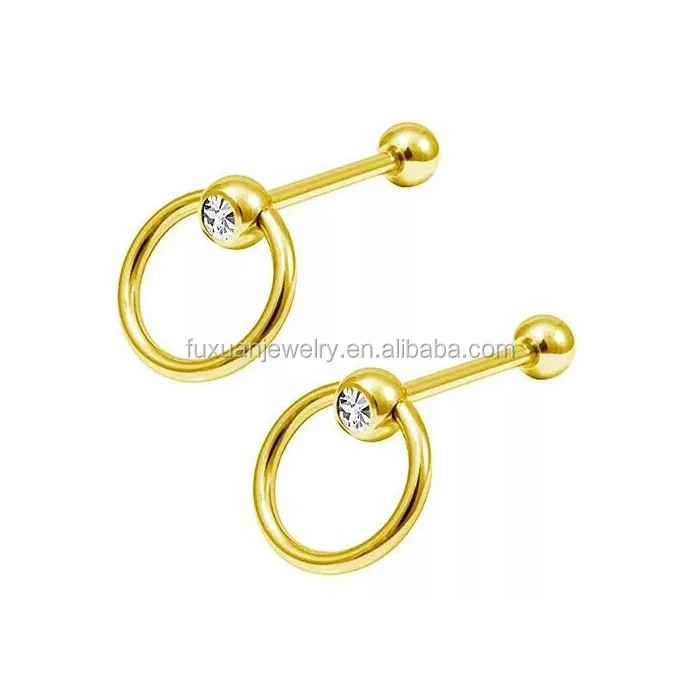 Stainless Steel Slave Rings with Crystal for Penis Piercing