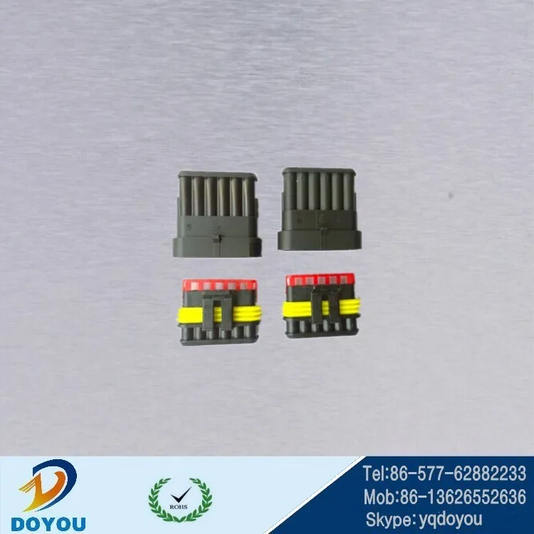 Amp 282090-1 Connector Wire To Wire Super Seal 1.5 Plug Female 6 Pin ...