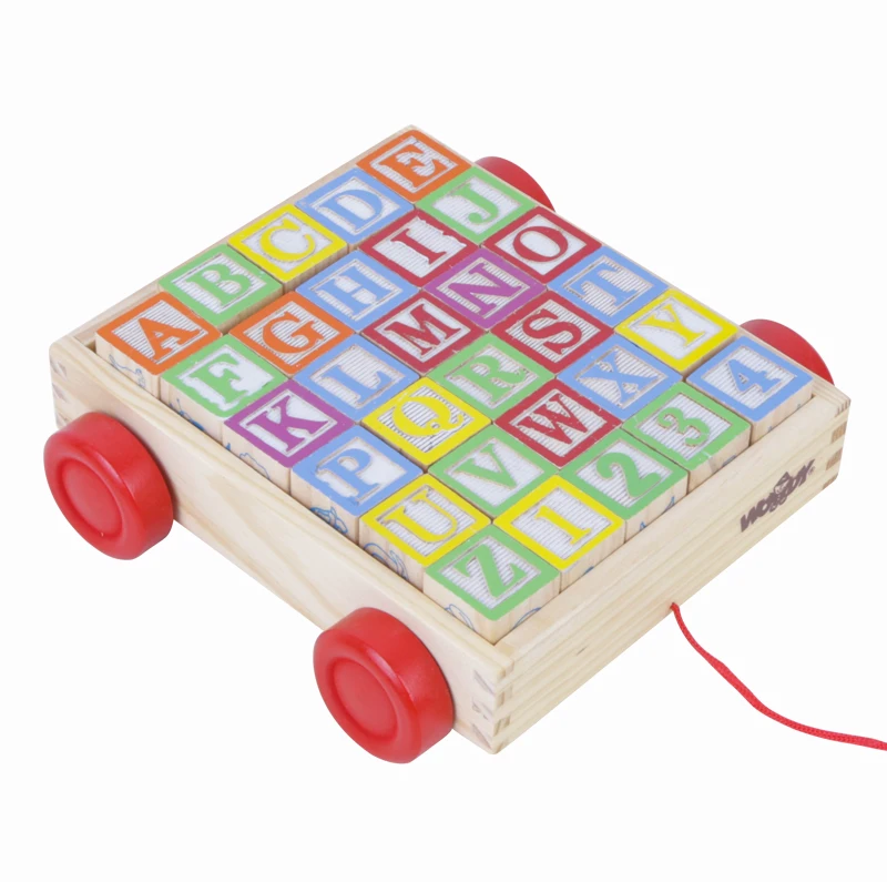 Functional kids toy wooden block alphabet letter Attractive Wooden Pull ...