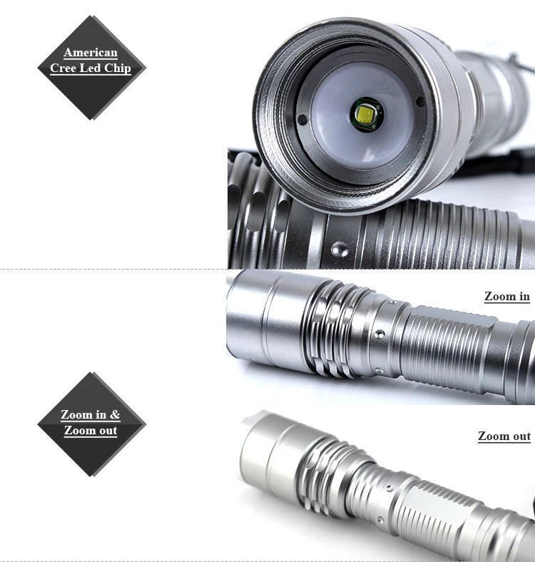 Aluminum Emergency Flashlight Multifunctional Rechargeable Led ...