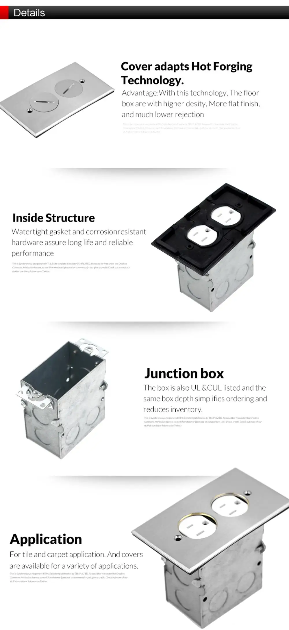Floor Outlet Box Single Series Floor Box with Receptacle and Junction ...