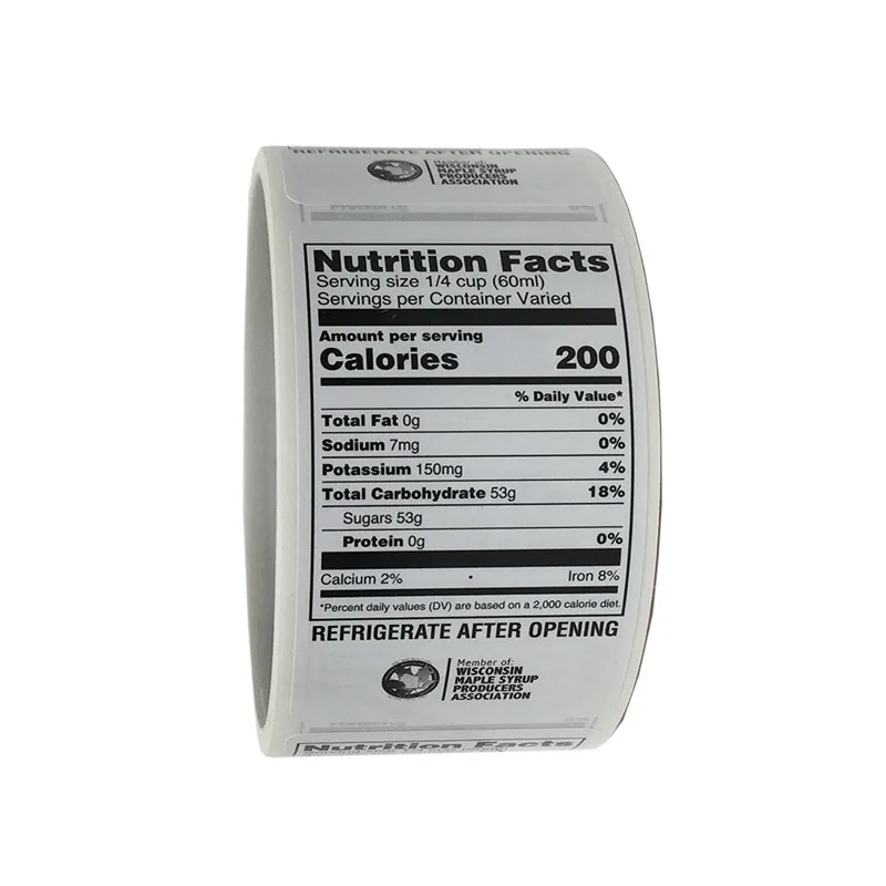 Custom Printing Self Adhesive Nutrition Facts Stickers Label| Alibaba.com