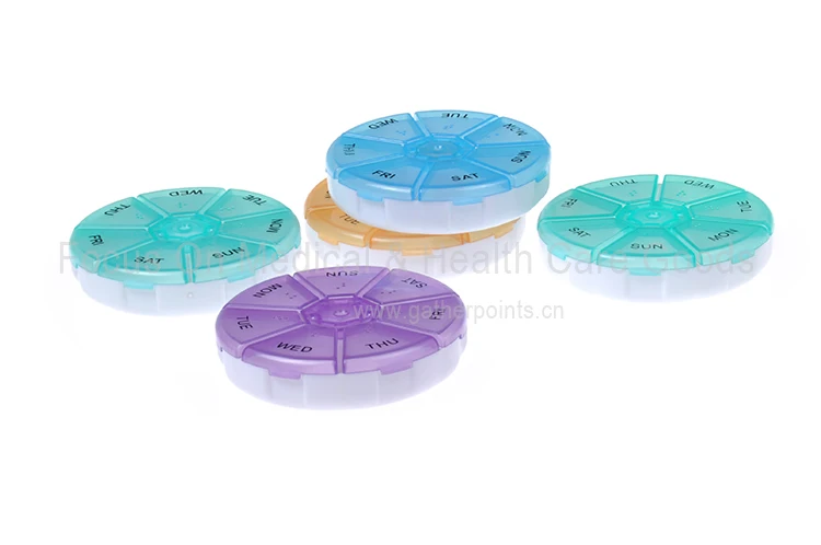 Round Small 7 Days Plastic Pill Box - Buy Pill Box Children Safe,Pill ...