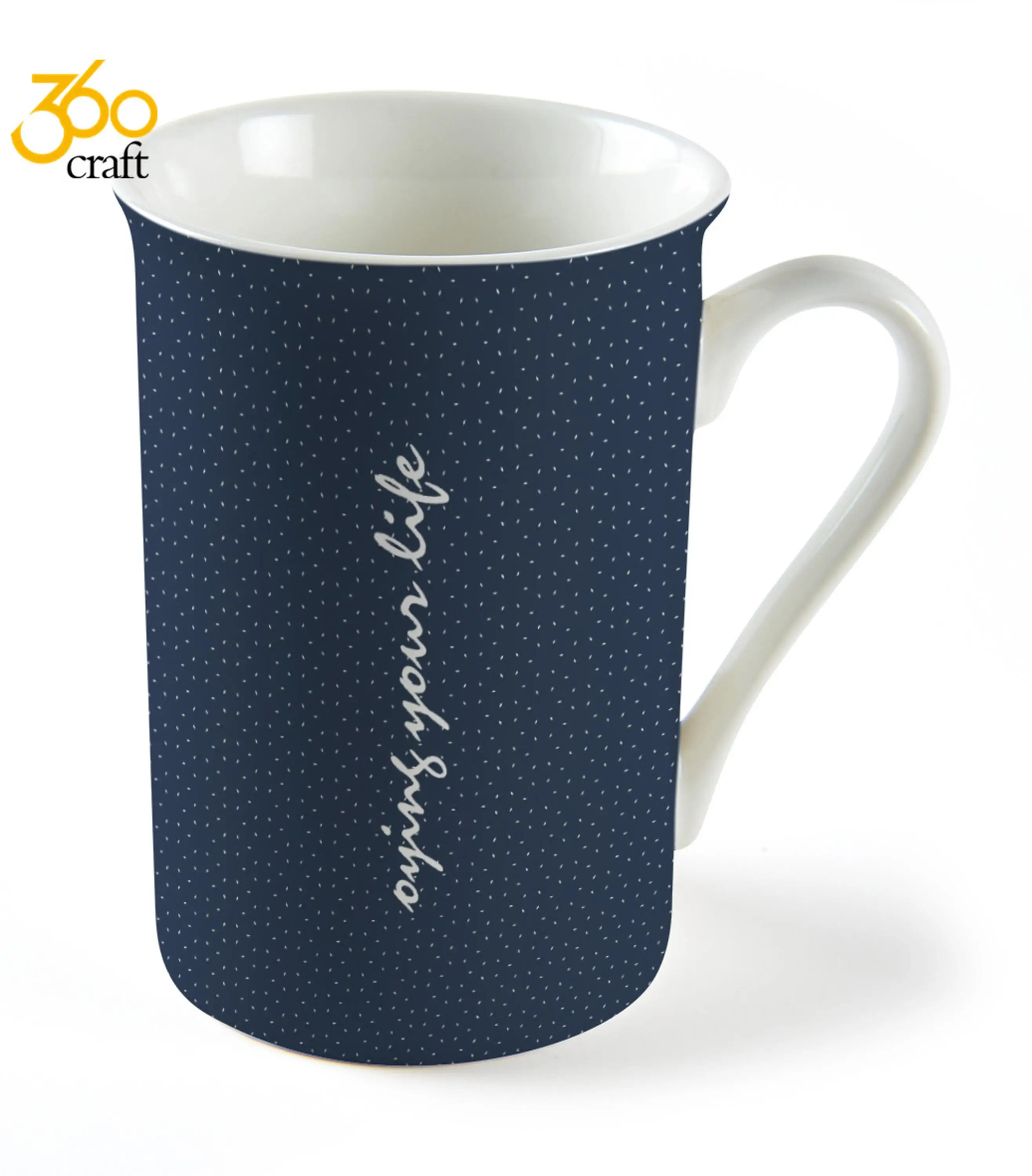 Unbreakable White Porcelain Enamel Stirring Print Ceramic Cup Coffee ...