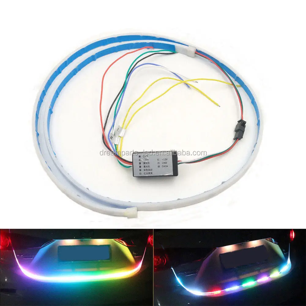 Rgb Running Brake Reverse Turn Signal Lamp Led Strip Trunk Tail Light ...